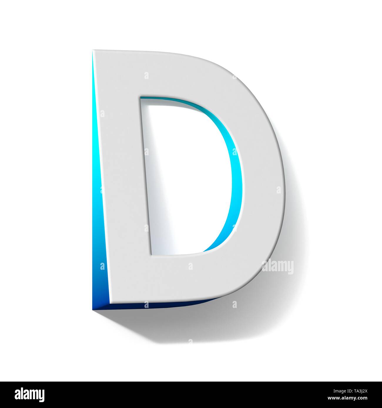 Blue gradient Letter D 3D render illustration isolated on white ...