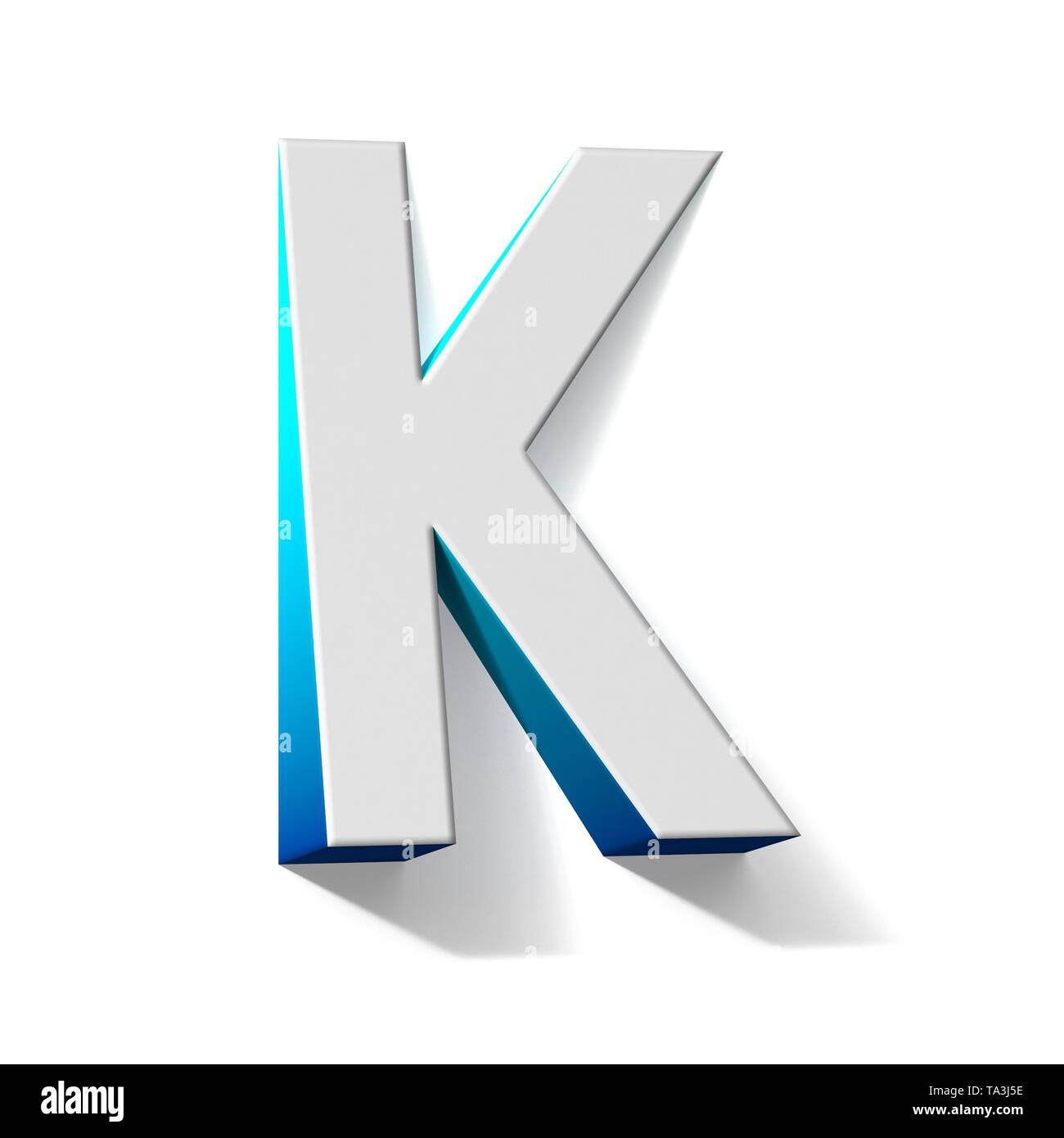 Blue gradient Letter K 3D render illustration isolated on white ...