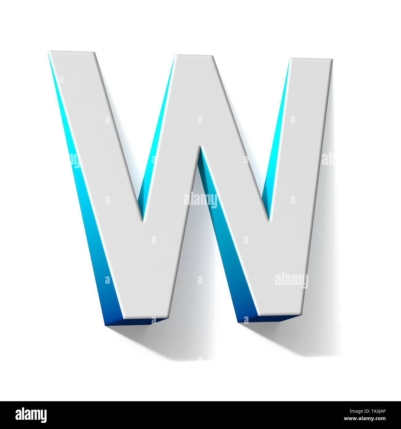 Blue gradient Letter W 3D render illustration isolated on white ...