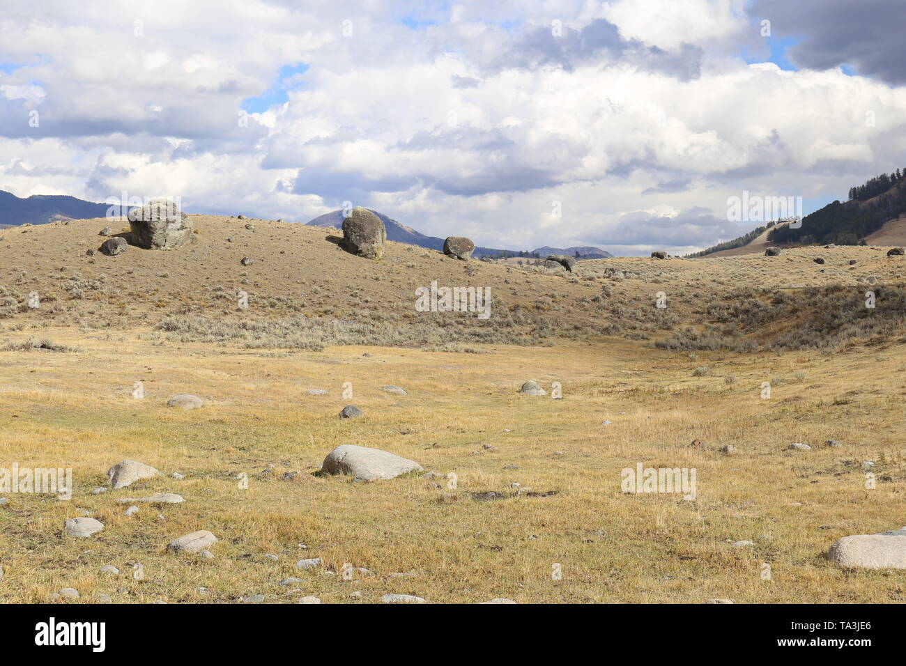Boulders in a depression with a ridge with more boulders in the ...