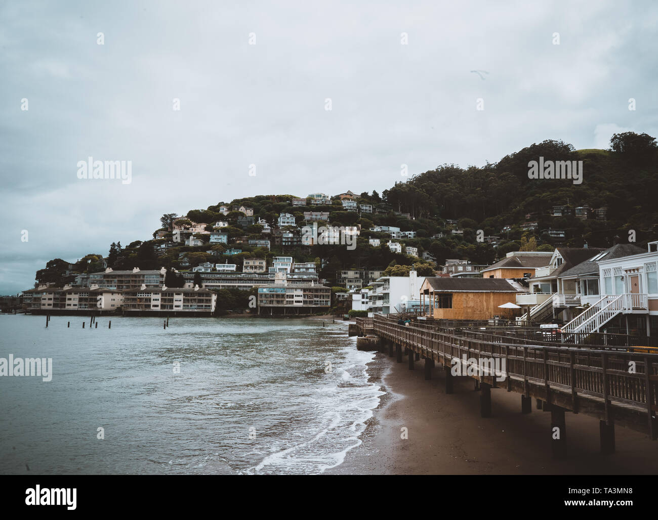 Beach Front Houses in Sausalito, San Francisco California Stock Photo ...