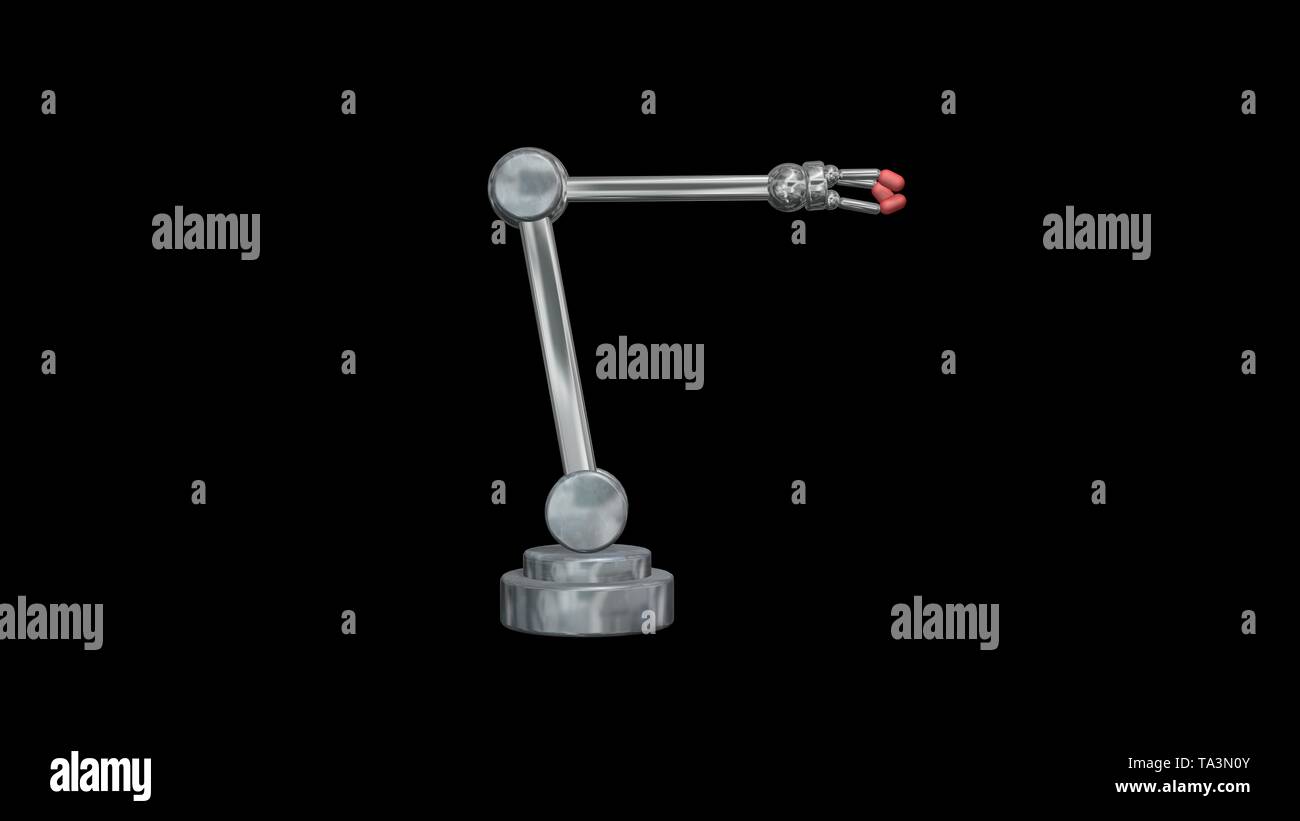 Robotic arm picks up objects, 3d render Stock Photo - Alamy