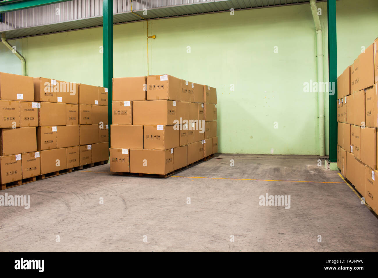 The rows of material boxes or product boxes in warehouse area Stock ...