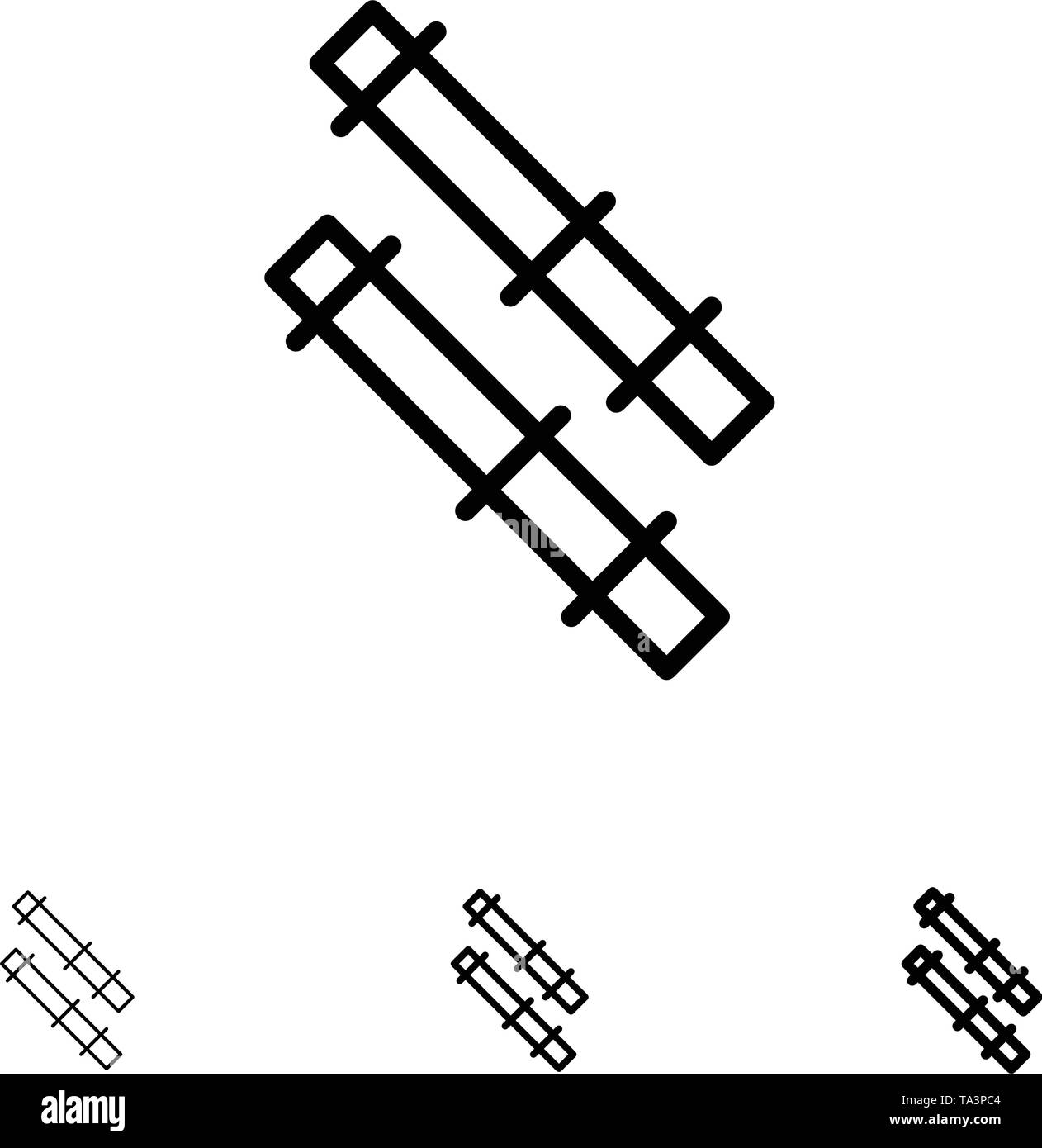 Bamboo, Stick Bold and thin black line icon set Stock Vector Image ...