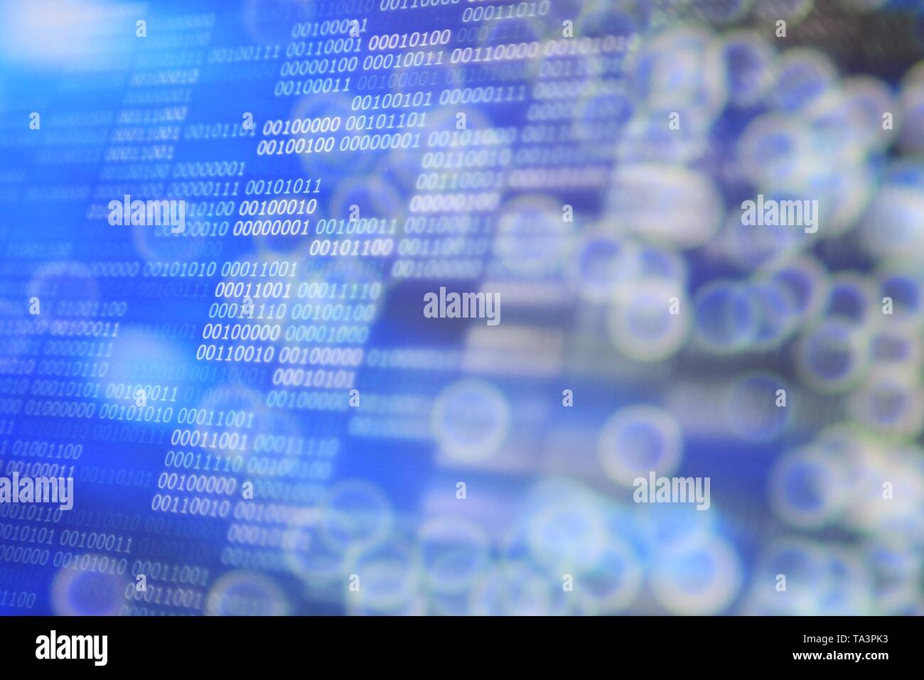 fancy data blue code in bokeh light space. bubble of data cloud ...