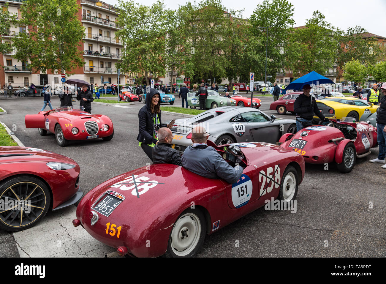 The classic italian 1000 Miglia road race with vintage cars Stock Photo ...