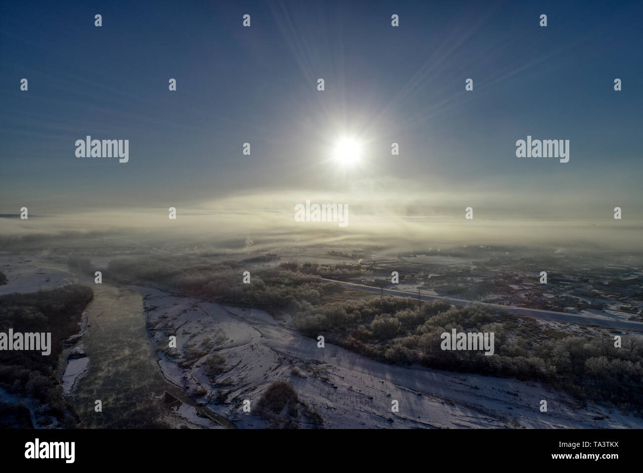Aerial view in winter Stock Photo - Alamy