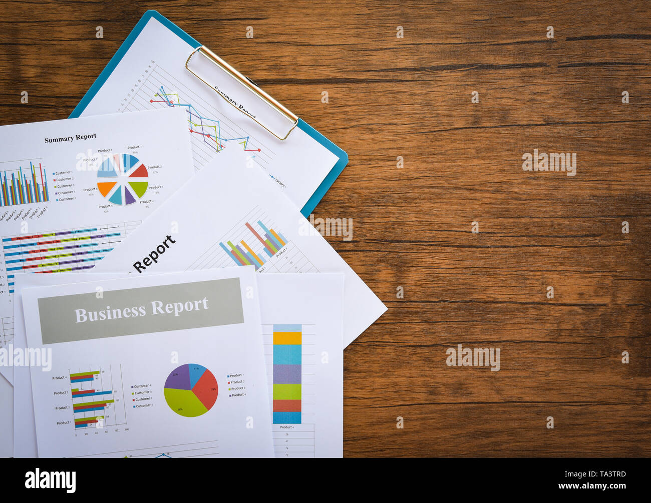 Business report chart preparing graphs concept / Summary report in ...