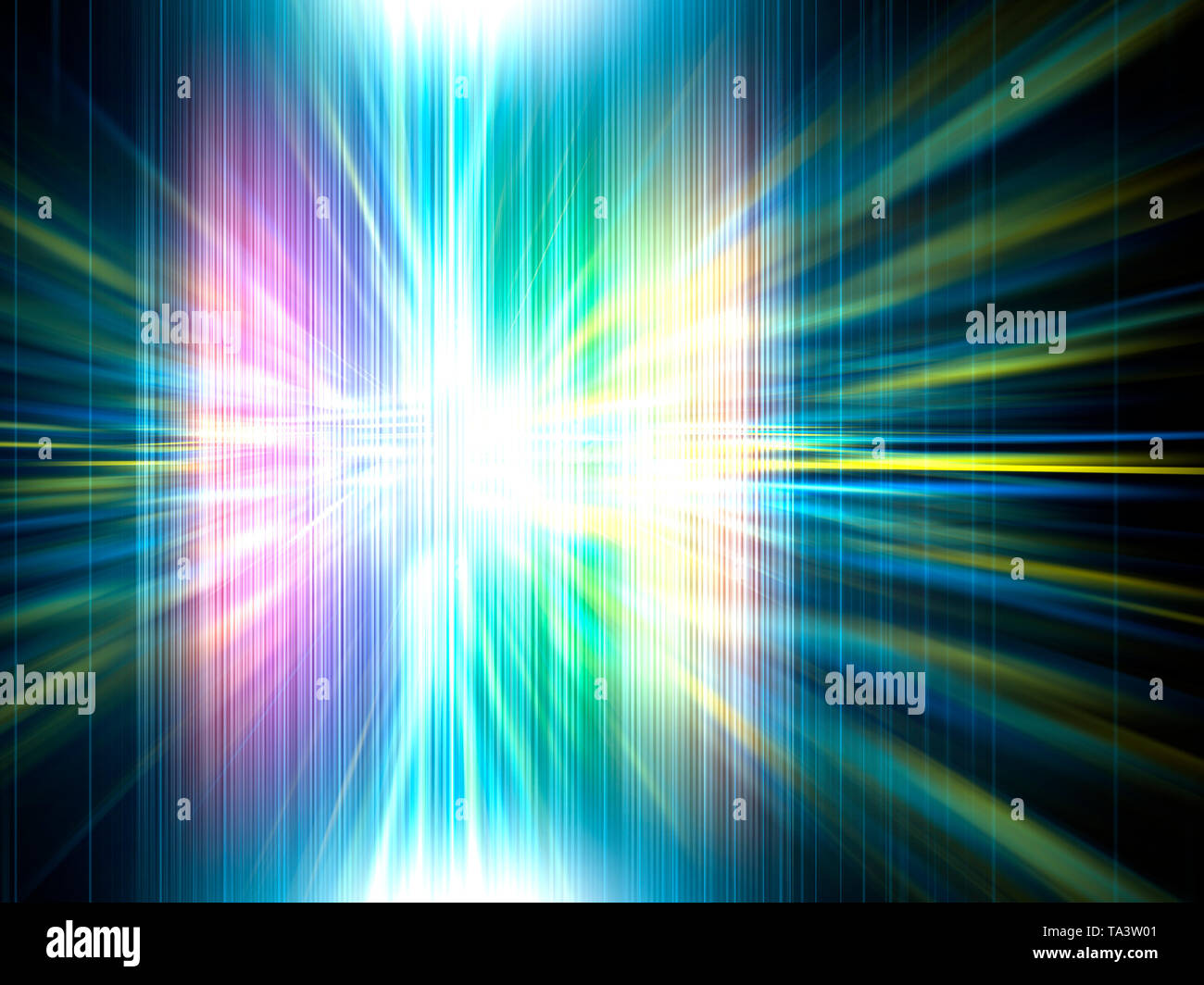 Different dimension space giving out light beam Stock Photo - Alamy