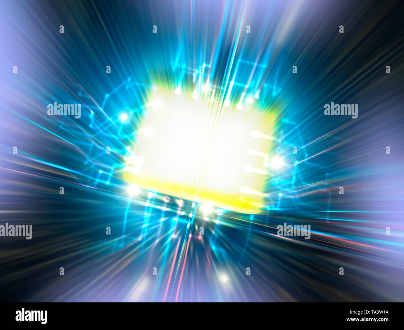 Different dimension space giving out light beam Stock Photo - Alamy