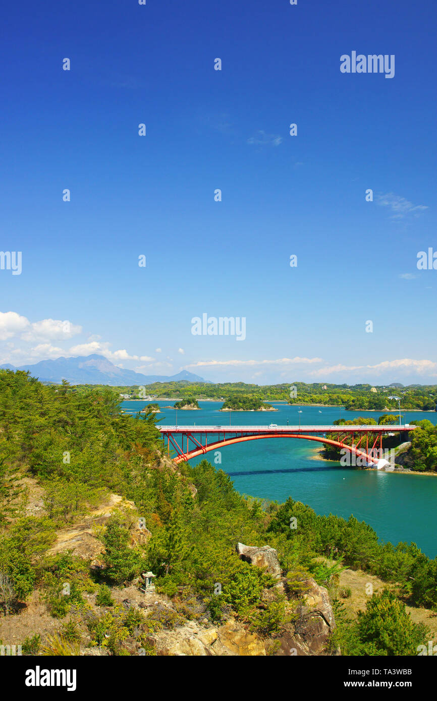 Mt. Unzen fugen and Amakusa Fifth Bridge, Kumamoto Prefecture, Japan ...