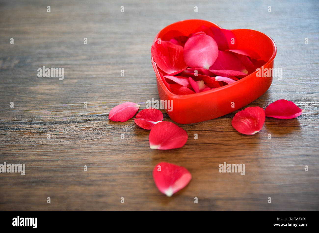 Valentines day love heart concept / Open Red heart box decorated with ...