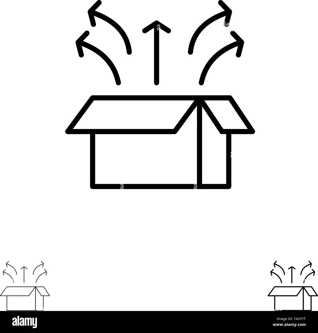 Release, Box, Launch, Open Box, Product Bold and thin black line icon ...