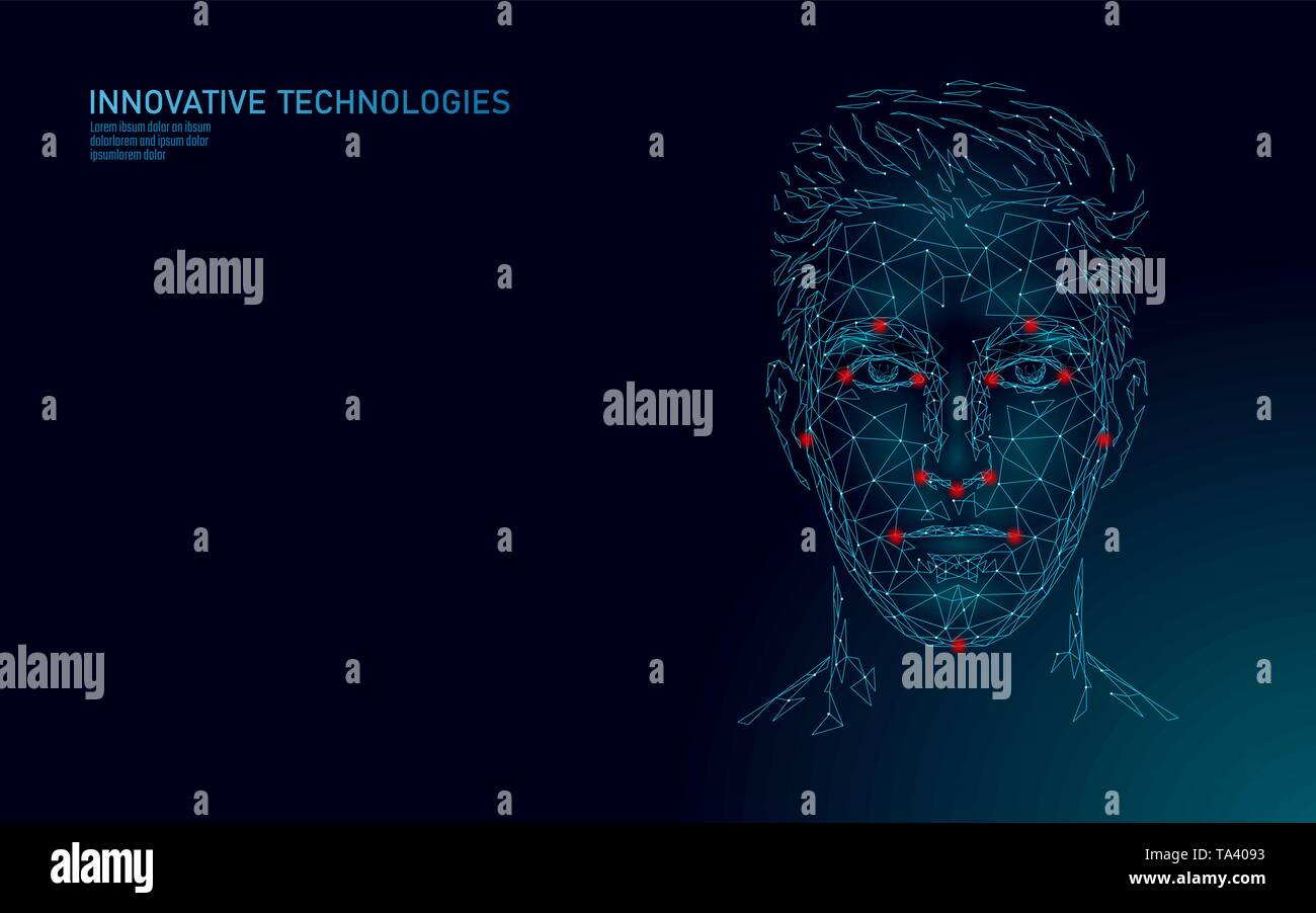 Low poly male human face biometric identification. Recognition system ...