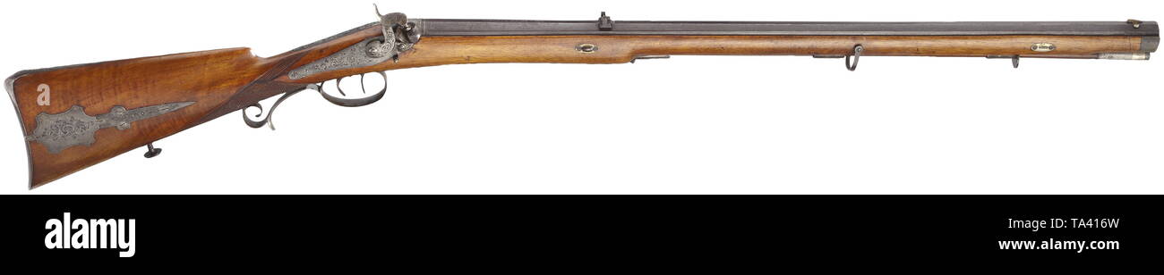 Civil long arms, flintlock and caplock, caplock target rifle, Schmalz ...