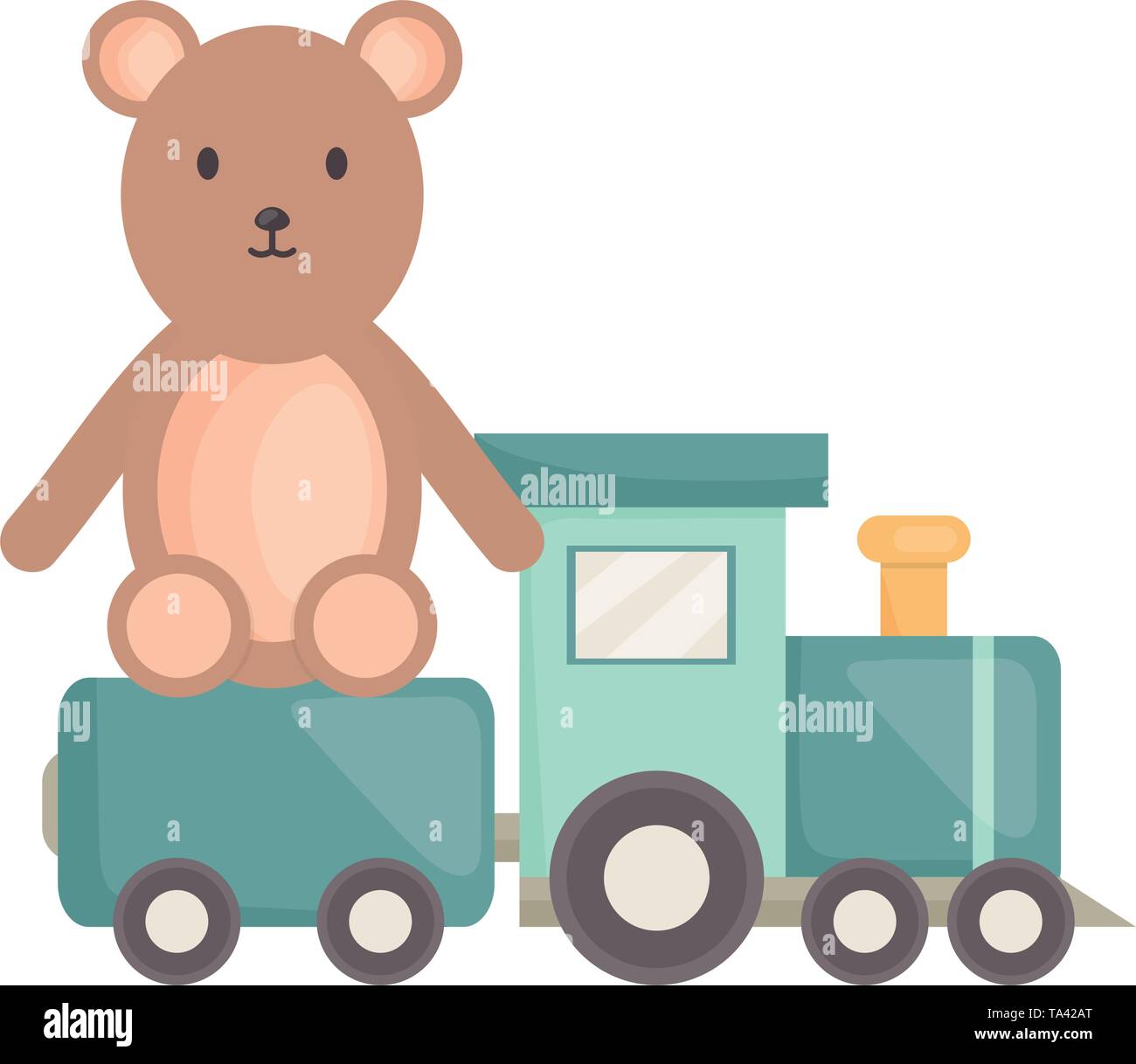 little bear teddy with little train vector illustration design Stock ...