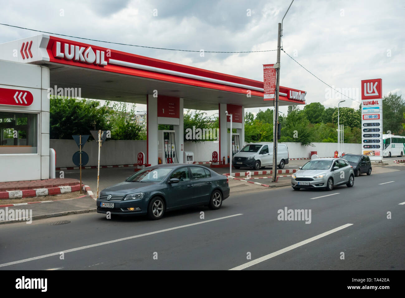 A Lukoil service station in central Bucharest, Romania Stock Photo - Alamy
