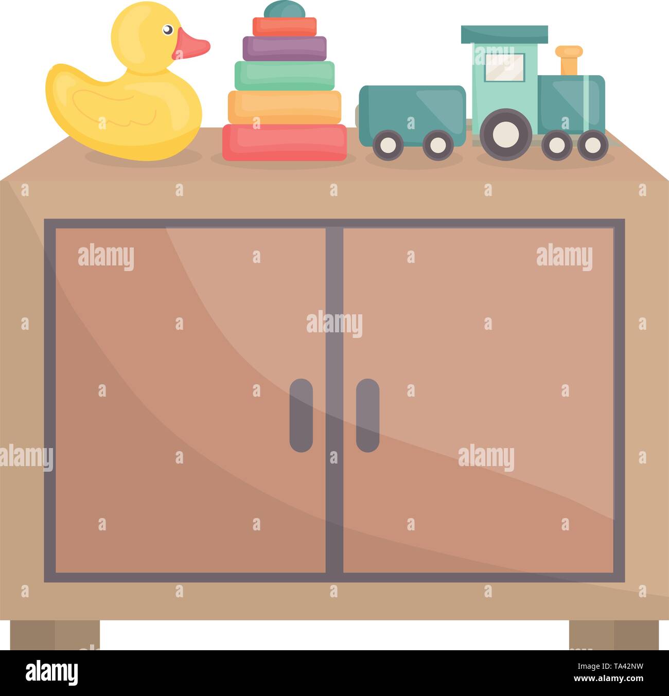 wooden drawer with toys vector illustration design Stock Vector Image ...