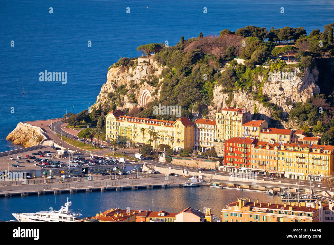 City of Nice colorful waterfront and yachting harbor aerial view ...
