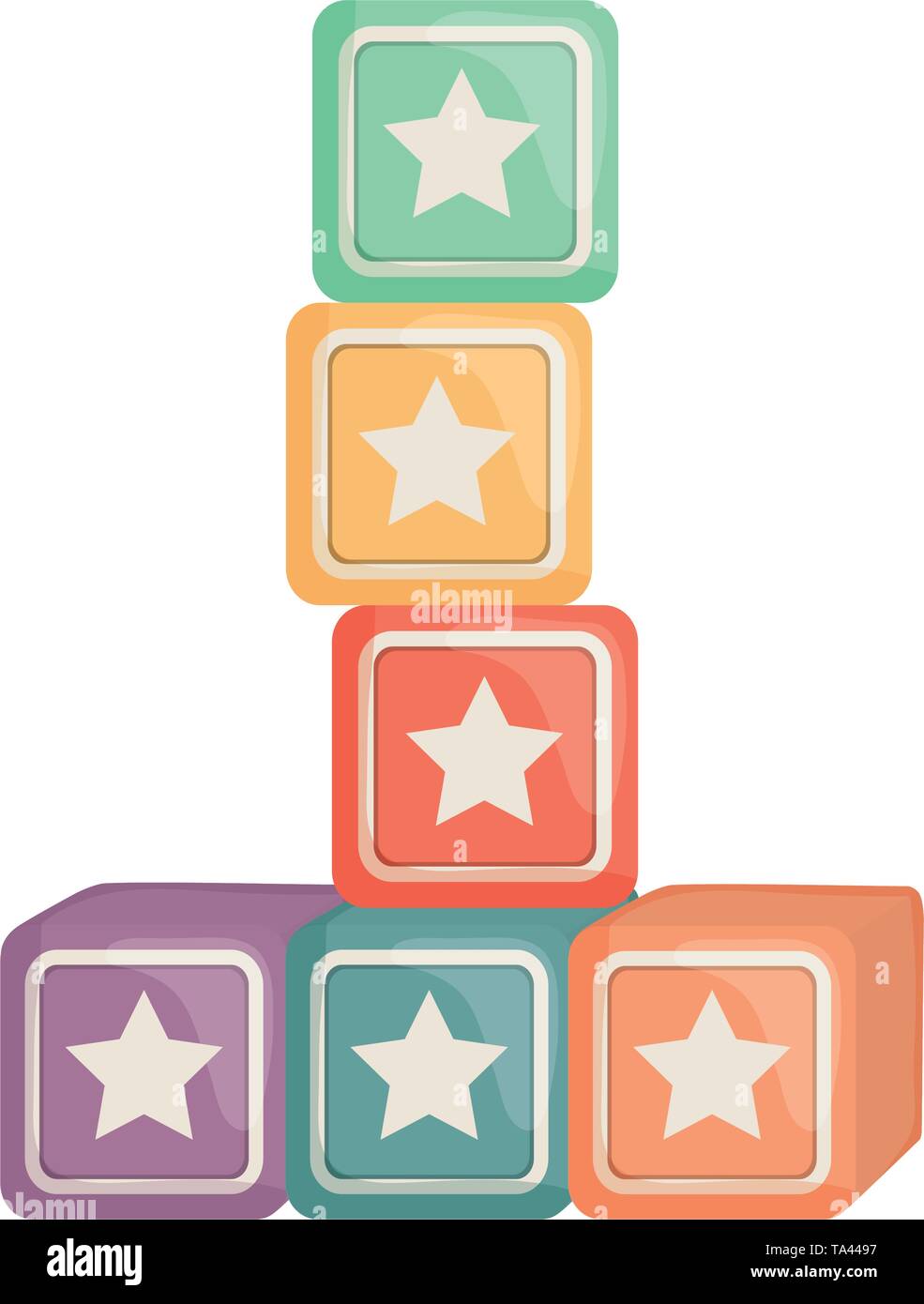 cubes blocks with stars toys entertainment vector illustration design ...