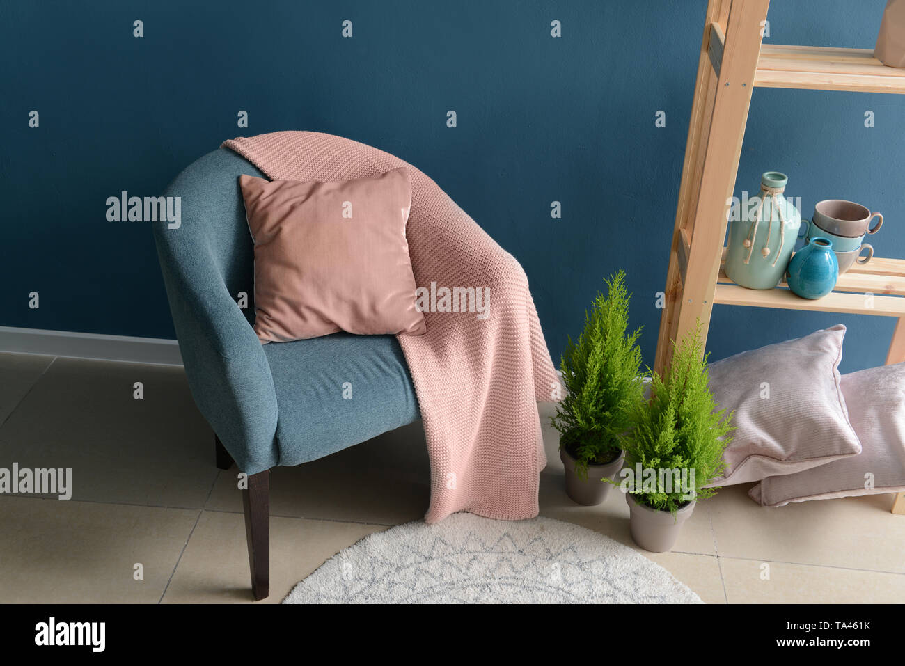 Interior of modern room with comfortable armchair Stock Photo - Alamy