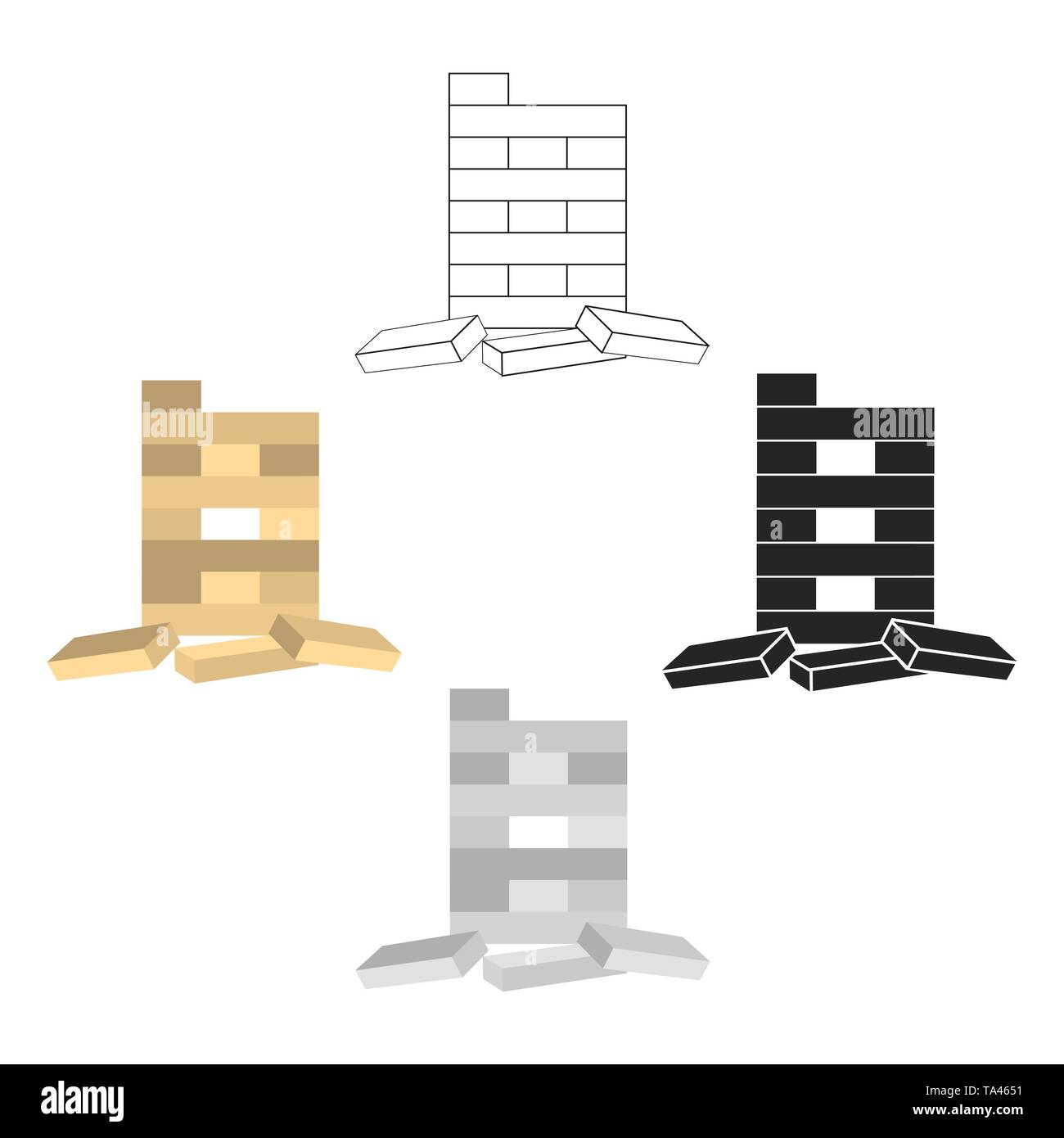 Jenga icon in cartoon,black style isolated on white background. Board ...