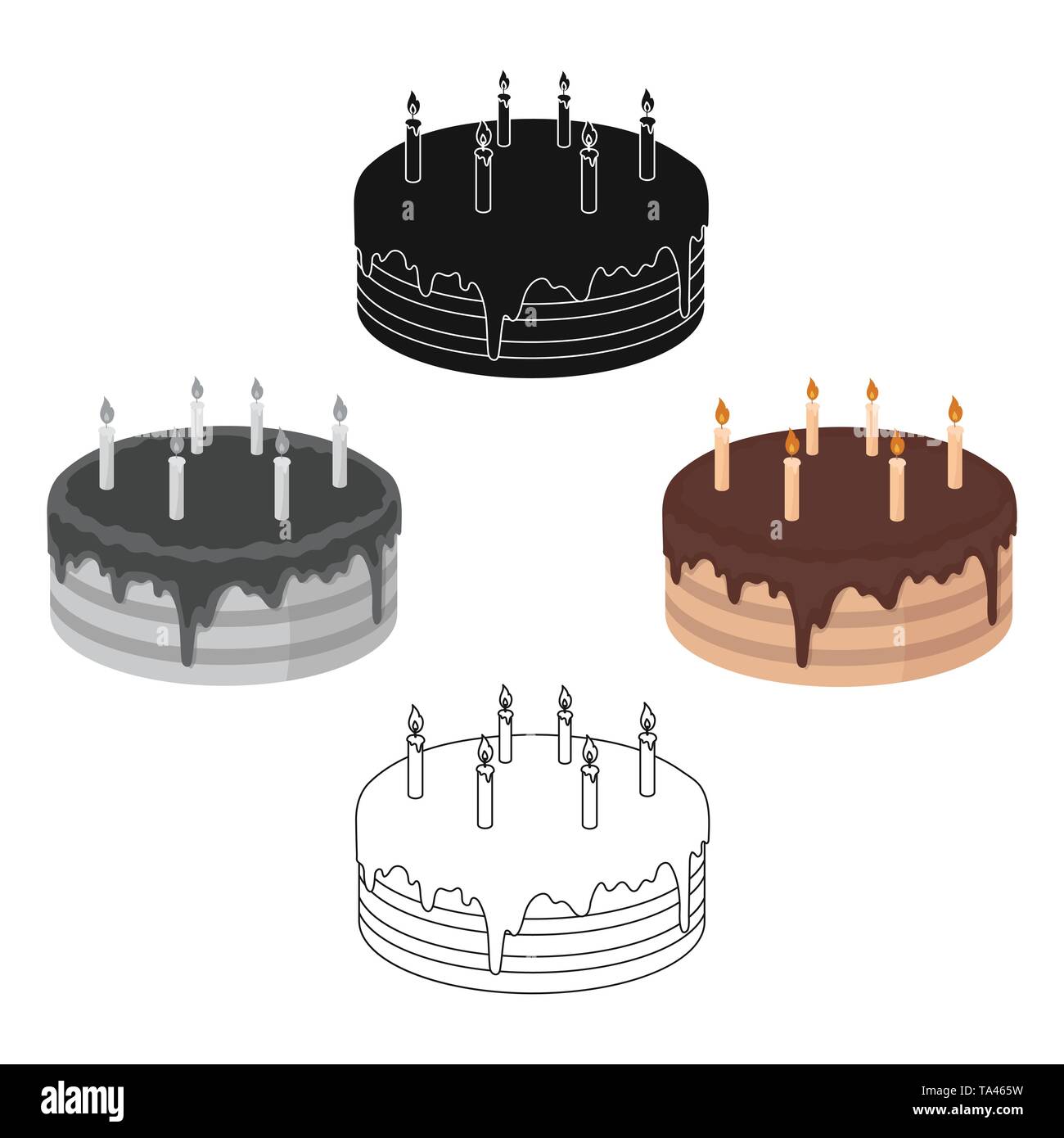 Chocolate cake icon in cartoon,black design isolated on white ...