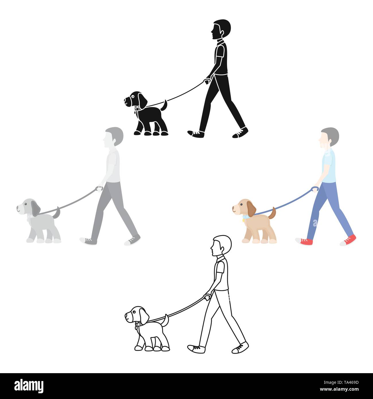 Dog walk vector illustration icon in cartoon,black design Stock Vector ...
