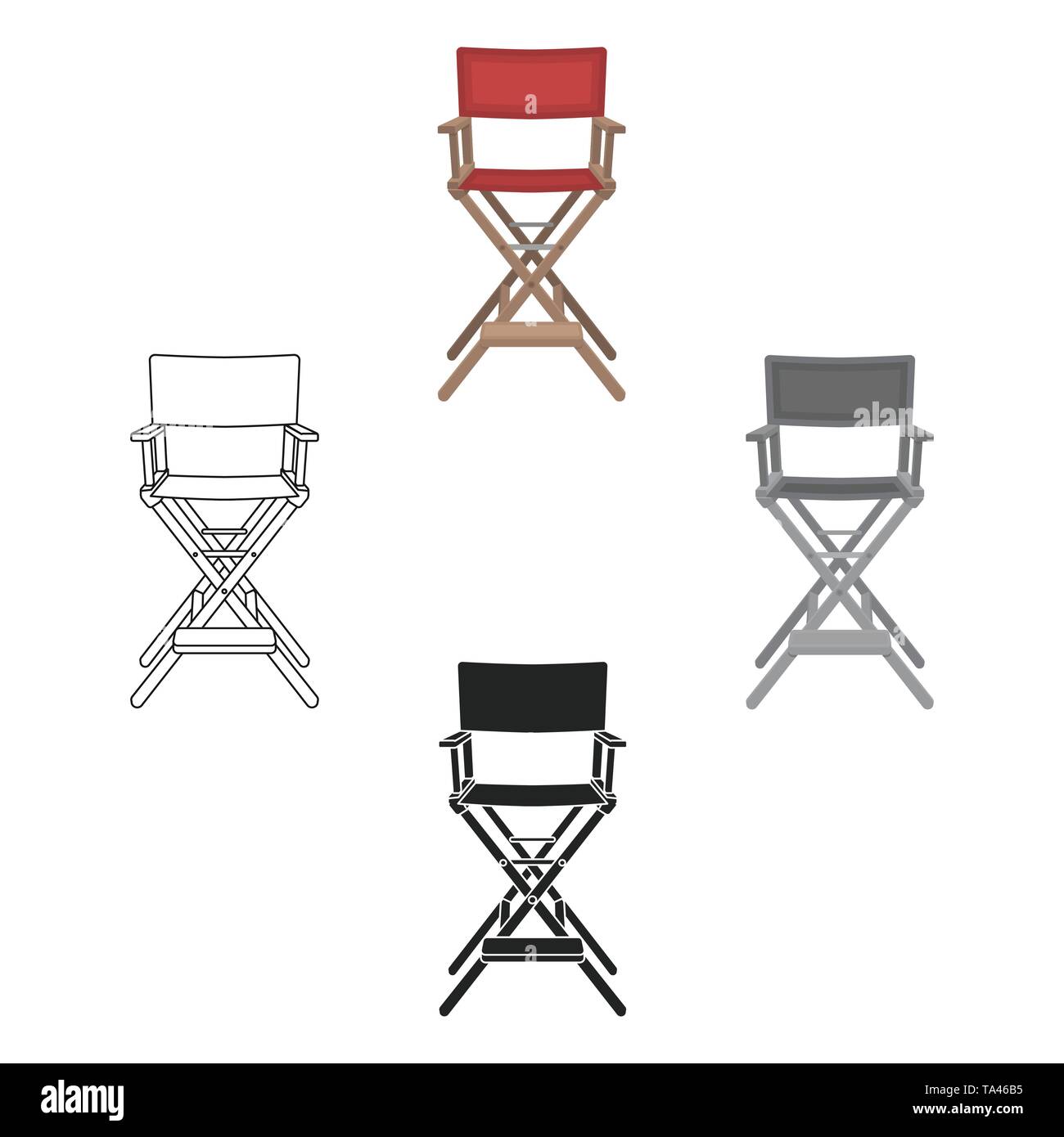 Director s chair icon in cartoon,black style isolated on white ...