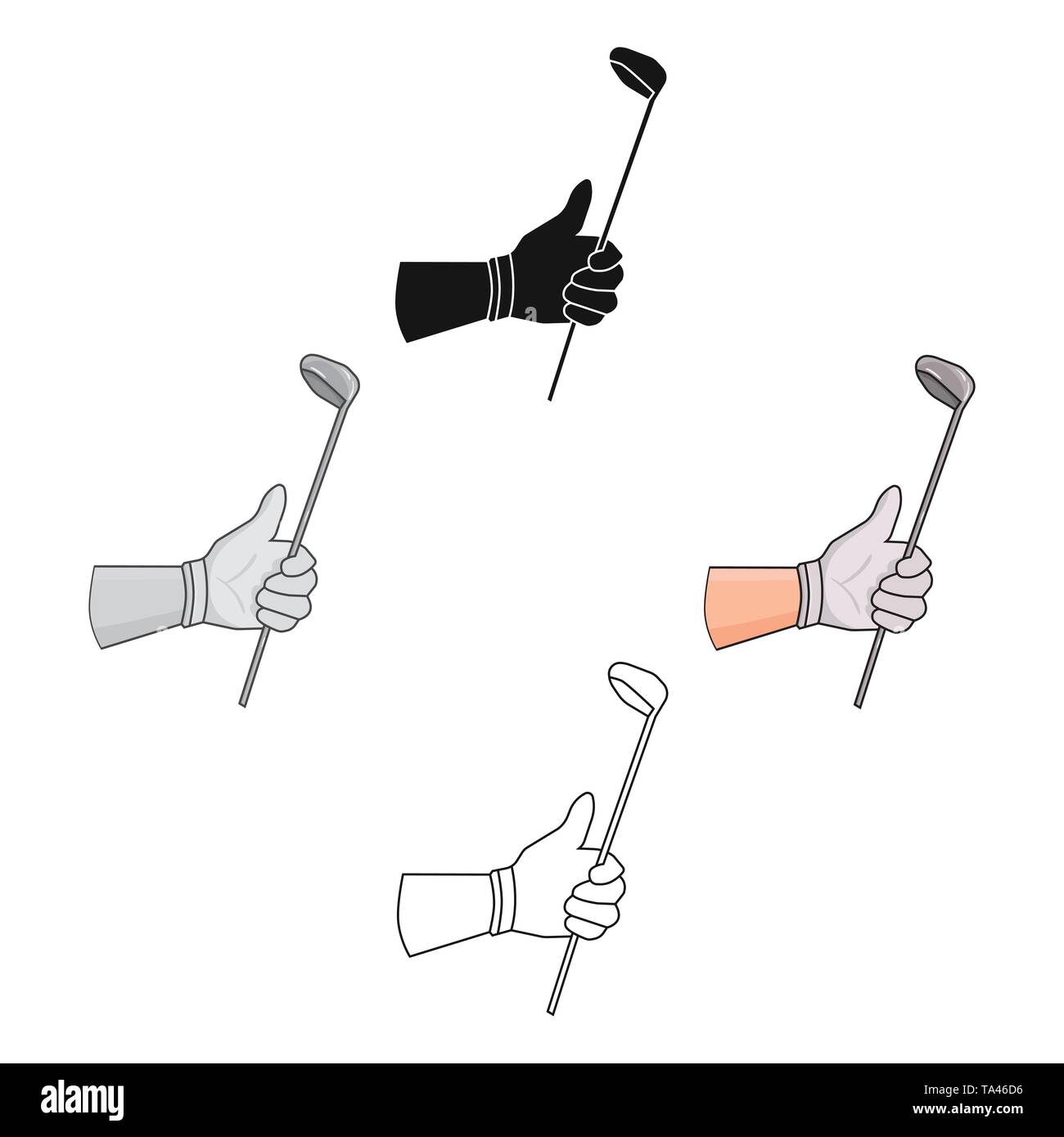 Holding of a golf club icon in cartoon,black style isolated on white ...