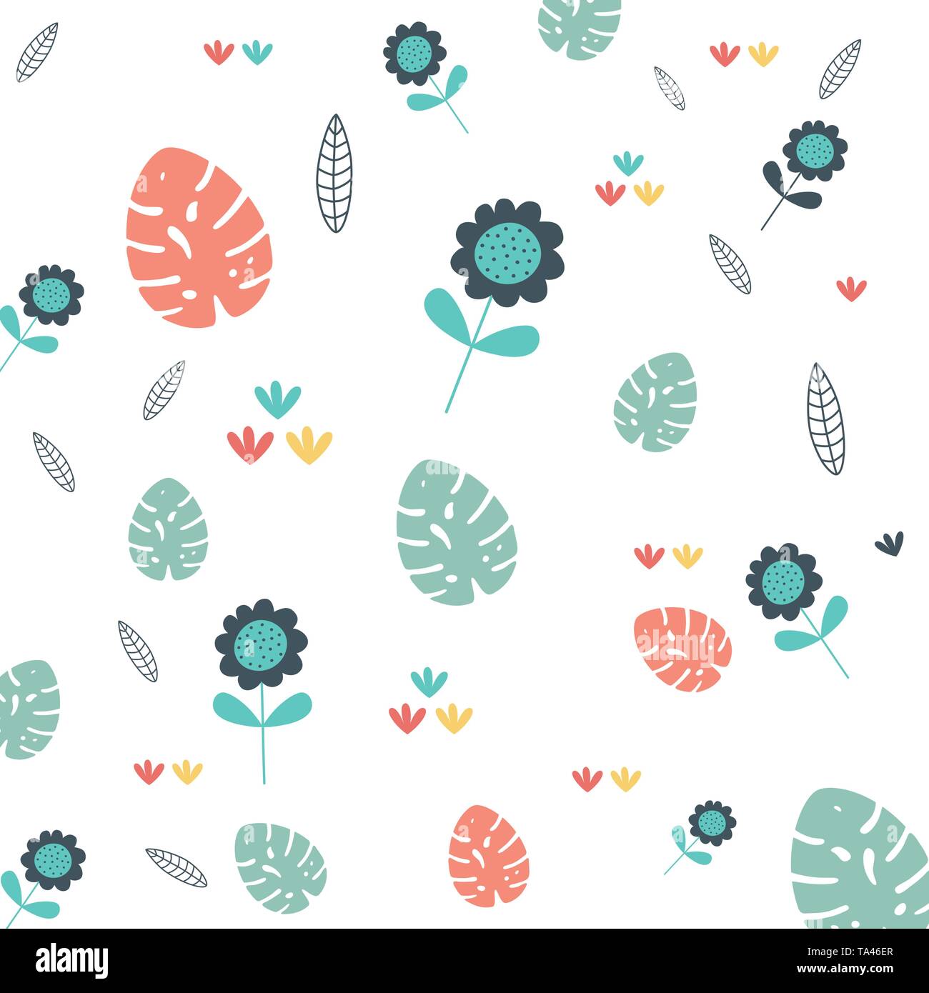 Flowers and leaves design, floral nature plant ornament garden ...