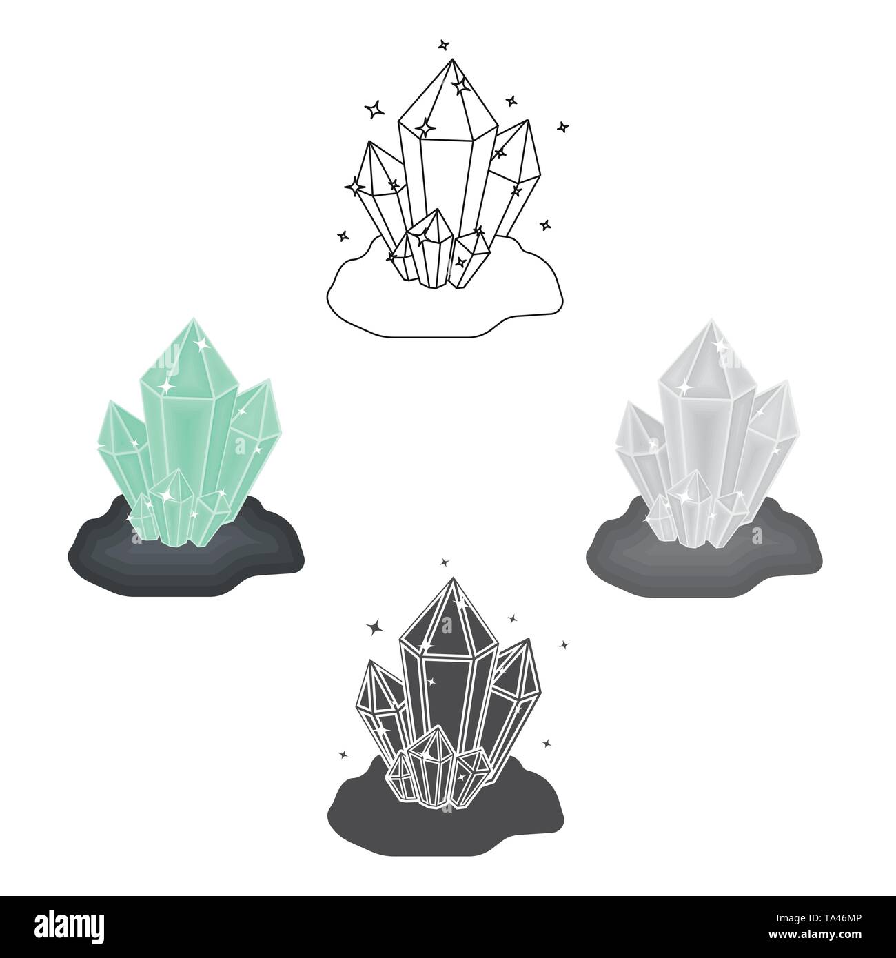 Crystals icon in cartoon,black style isolated on white background. Mine ...