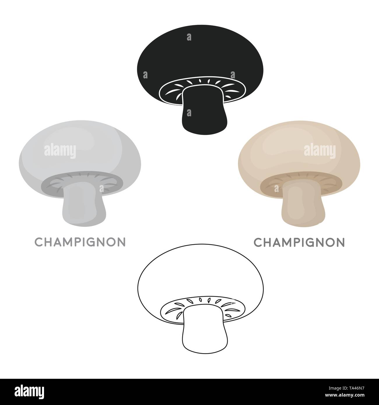 Champignon icon in cartoon,black style isolated on white background ...