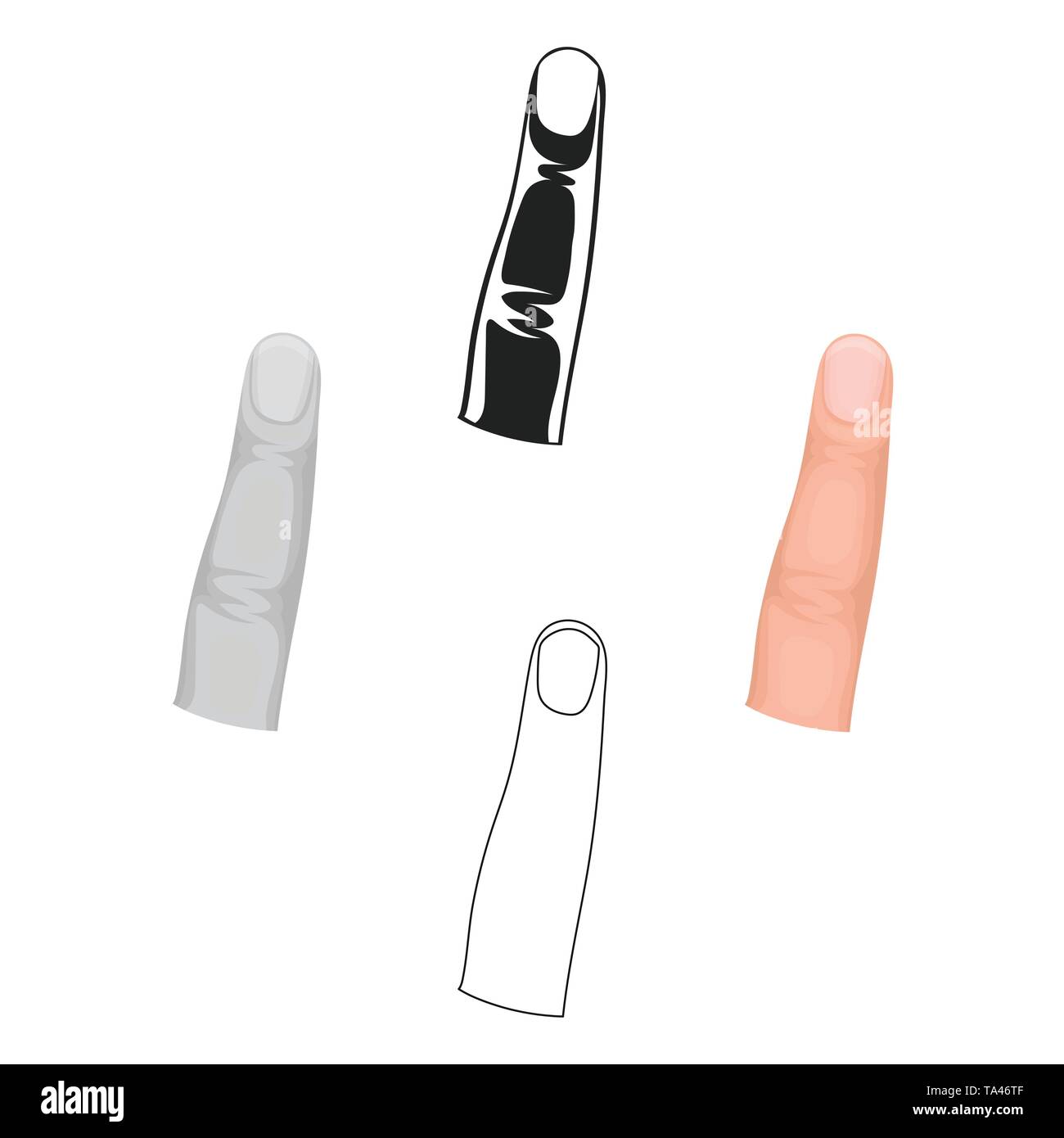 Finger icon in cartoon,black style isolated on white background. Part ...