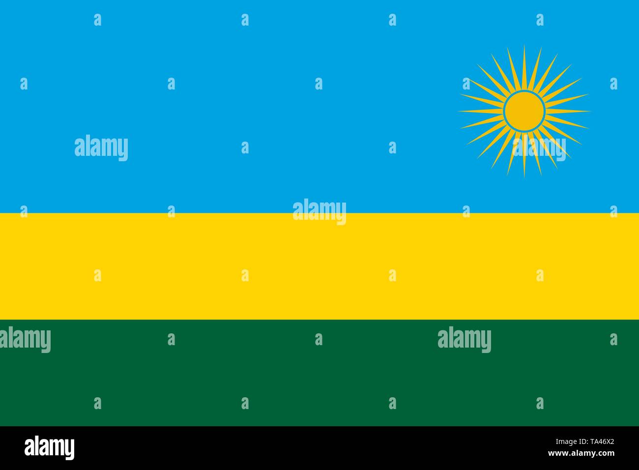 The national flag of Rwanda. Vector illustration. Kigali Stock Vector ...