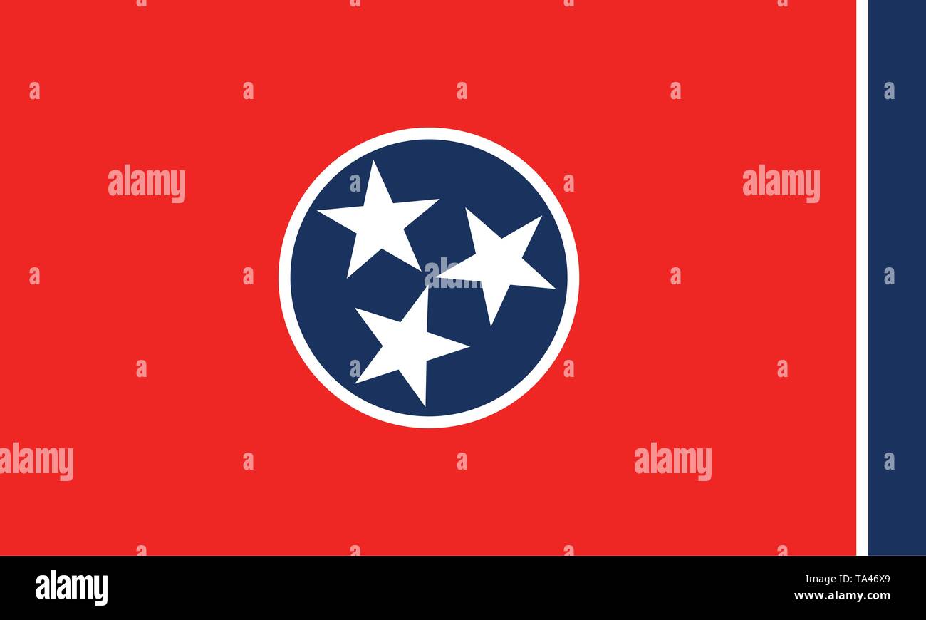 Vector flag illustration of Tennessee state, United States of America ...