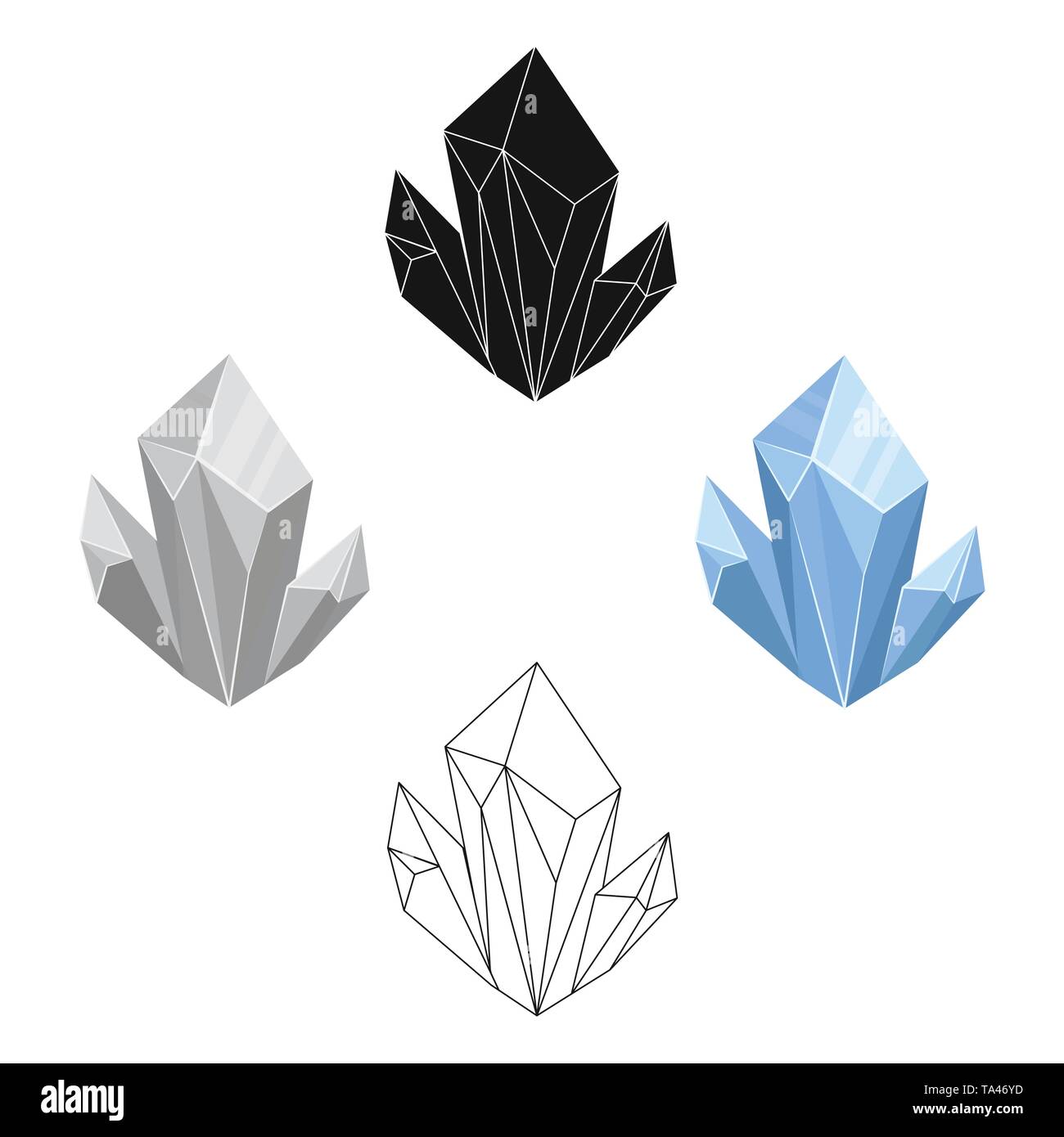 Blue natural mineral icon in cartoon,black design isolated on white ...