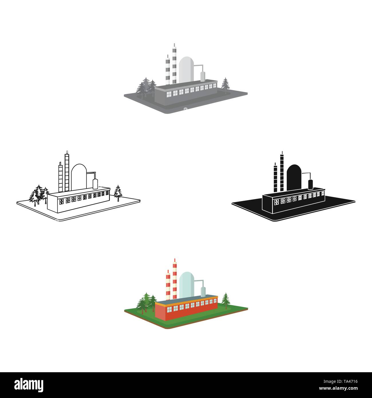 Processing factory. Factory and industry single icon in cartoon,black ...