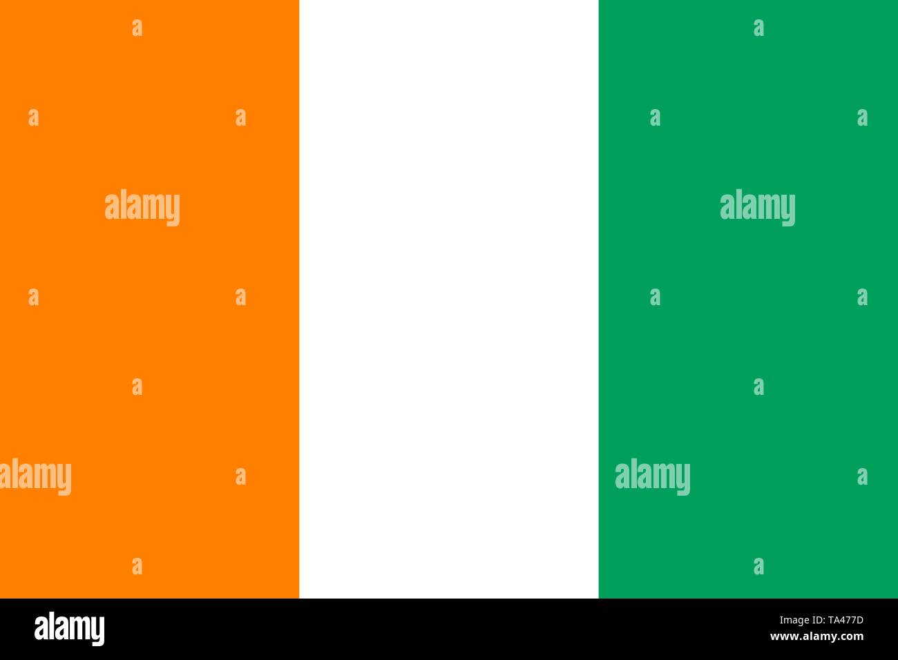 The flag of Republic of Côte d'Ivoire. Vector illustration. Drapeau de ...