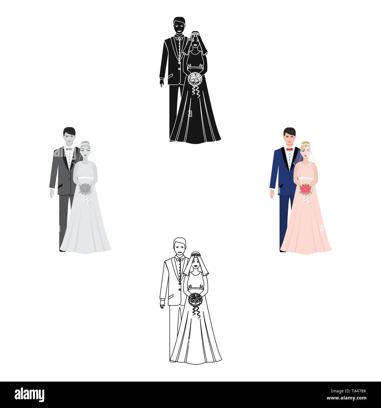 Cartoon Black Bride And Groom