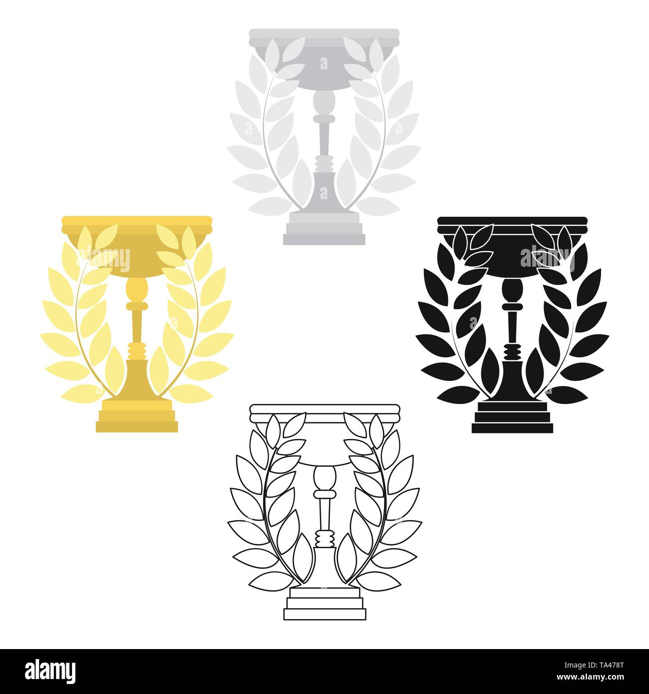 Gold cup icon in cartoon,black style isolated on white background ...