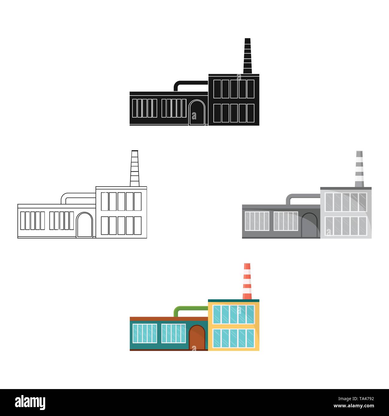 Factory, single icon in cartoon,black style.Factory, vector symbol ...