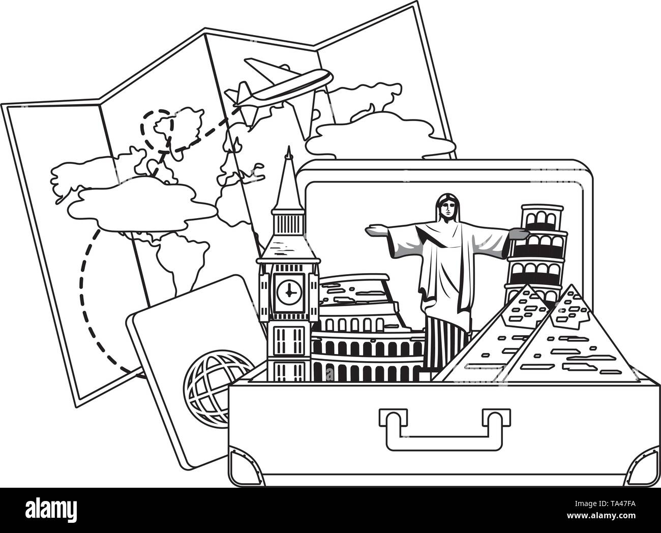 landmarks design, Travel trip vacation tourism journey and tourist ...