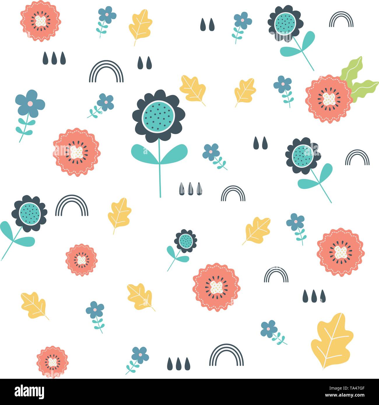 Flowers and leaves design, floral nature plant ornament garden ...