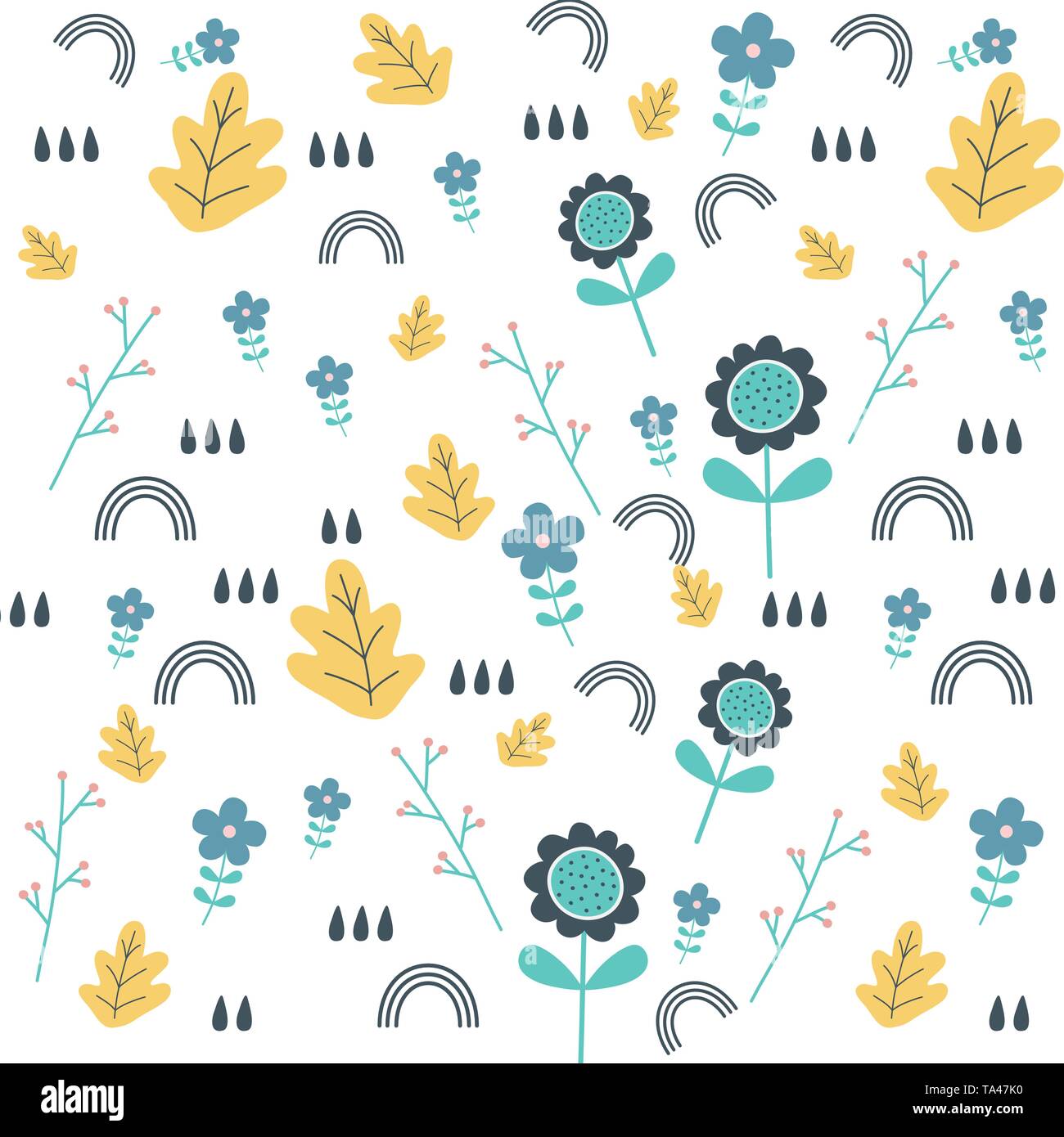 Flowers and leaves design, floral nature plant ornament garden ...