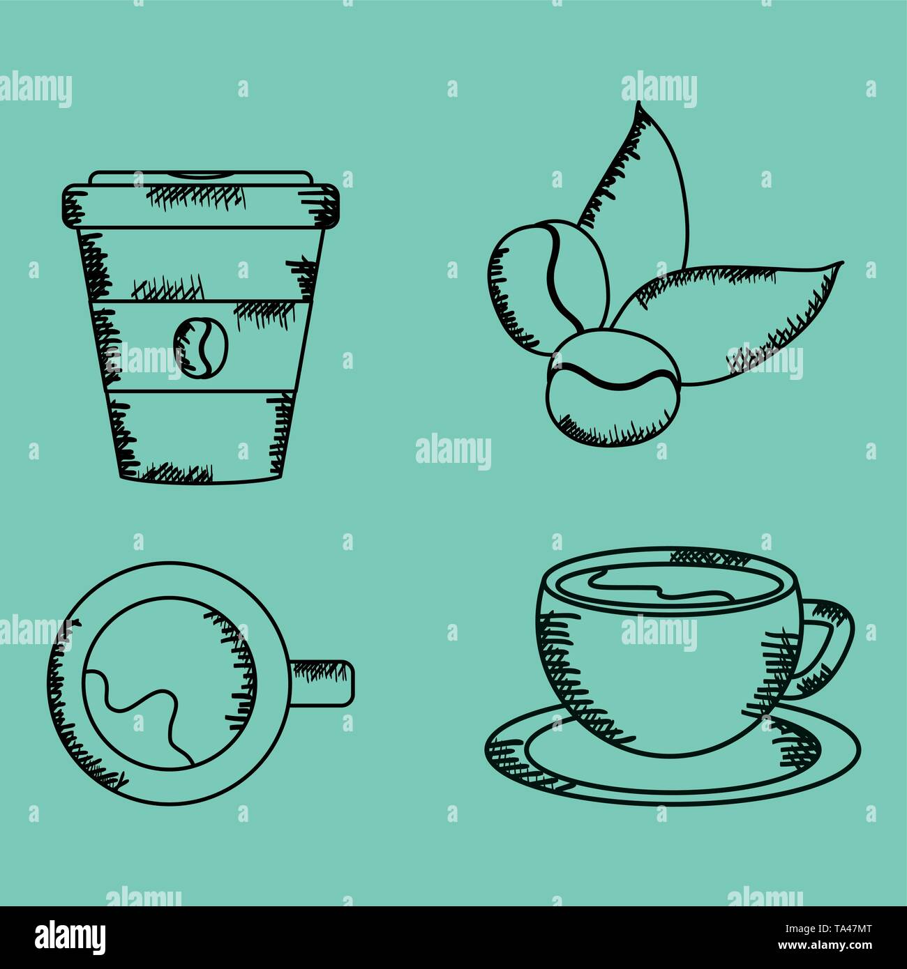 coffee time set icons drawing vector illustration design Stock Vector ...