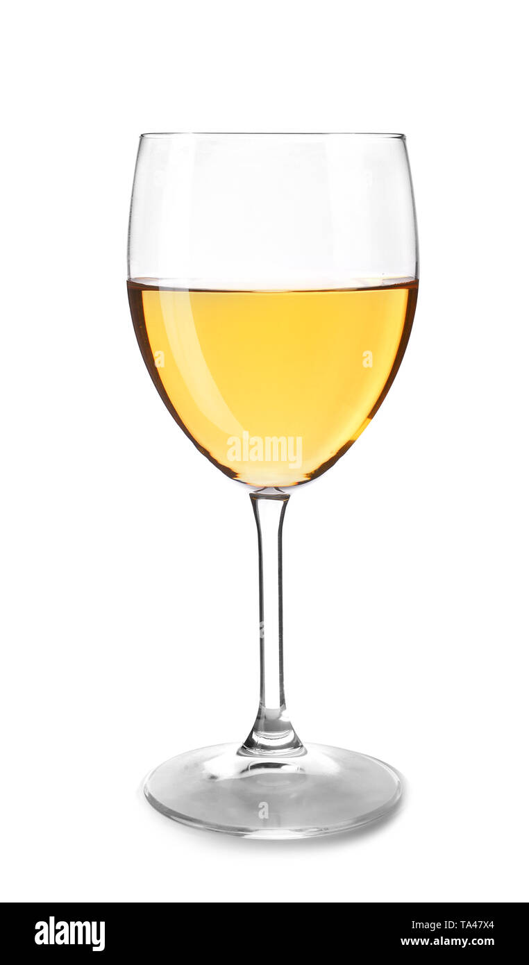 Glass of wine on white background Stock Photo - Alamy