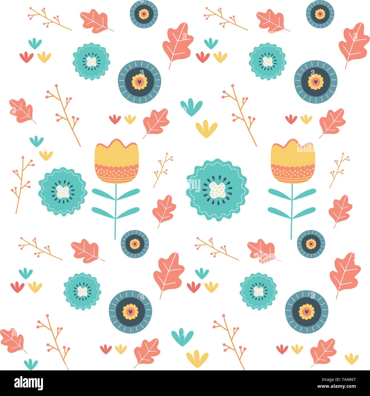 Flowers and leaves design, floral nature plant ornament garden ...