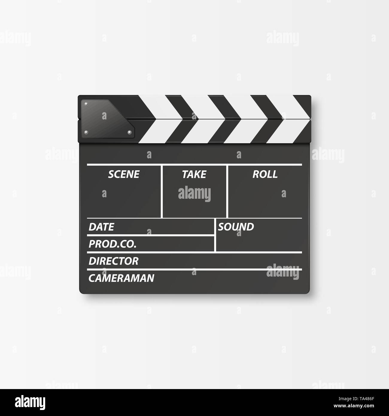 Vector 3d Realistic Closed Movie Film Clap Board Icon Closeup Isolated ...
