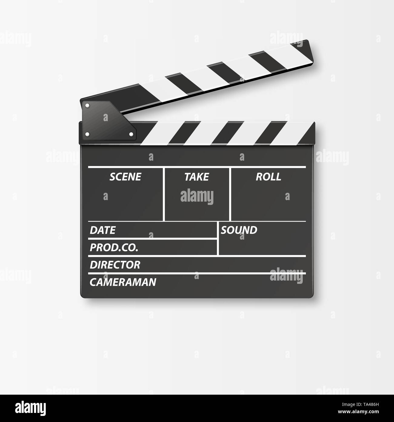 Vector 3d Realistic Opened Movie Film Clap Board Icon Closeup Isolated ...